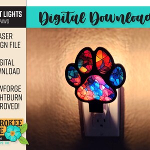 Paw Night Light Laser Cut File: Dog & Cat Paws SVG (digital File Only ...