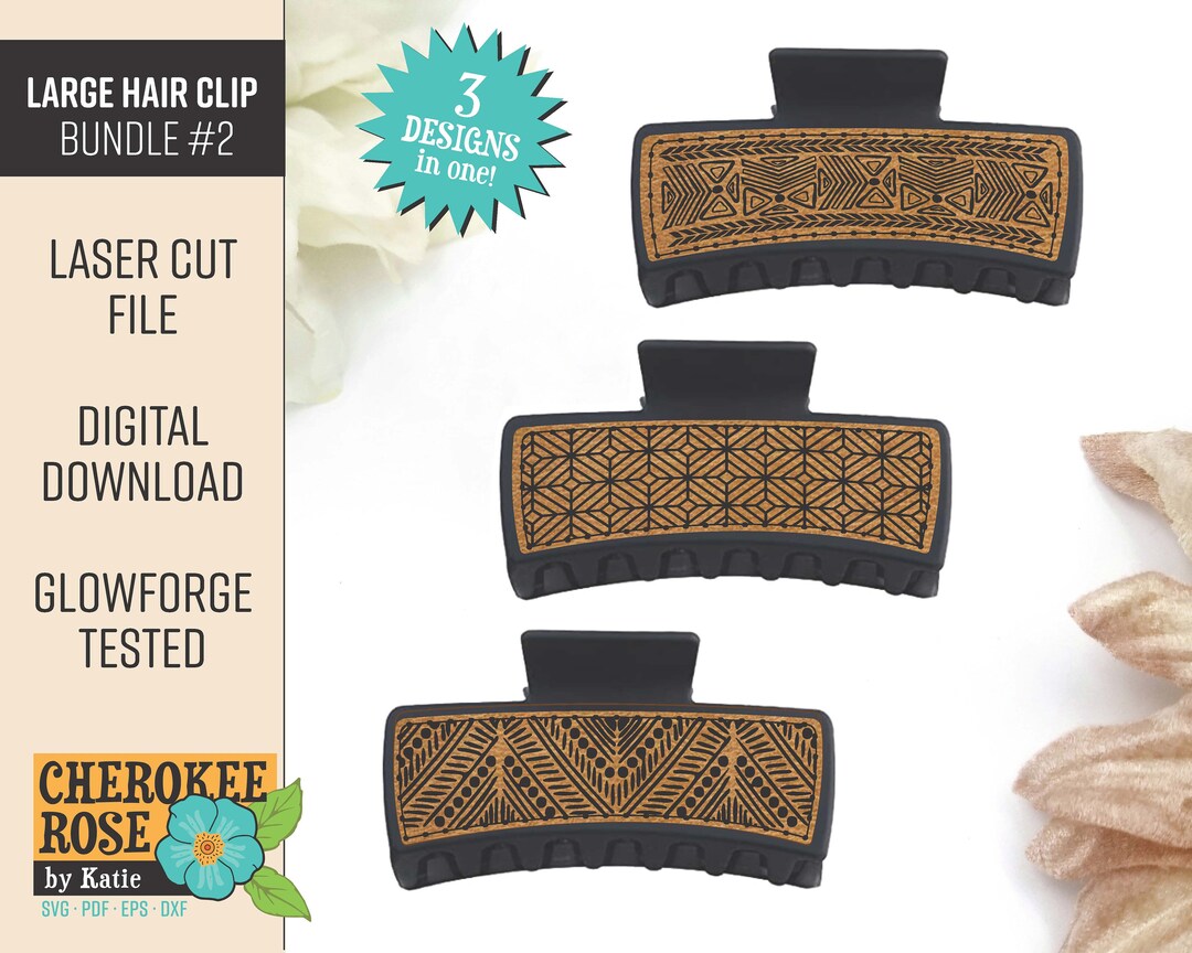 Hair Clip Design File Bundle #2 - Multiple Designs - Large Hair Clip ...