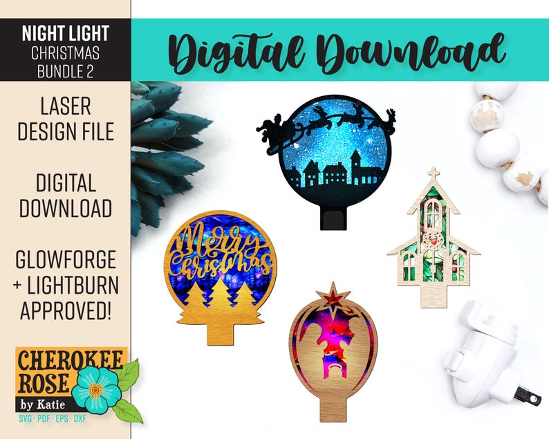 Christmas Night Light Laser Cut File Bundle: Holiday SVG (digital File ...