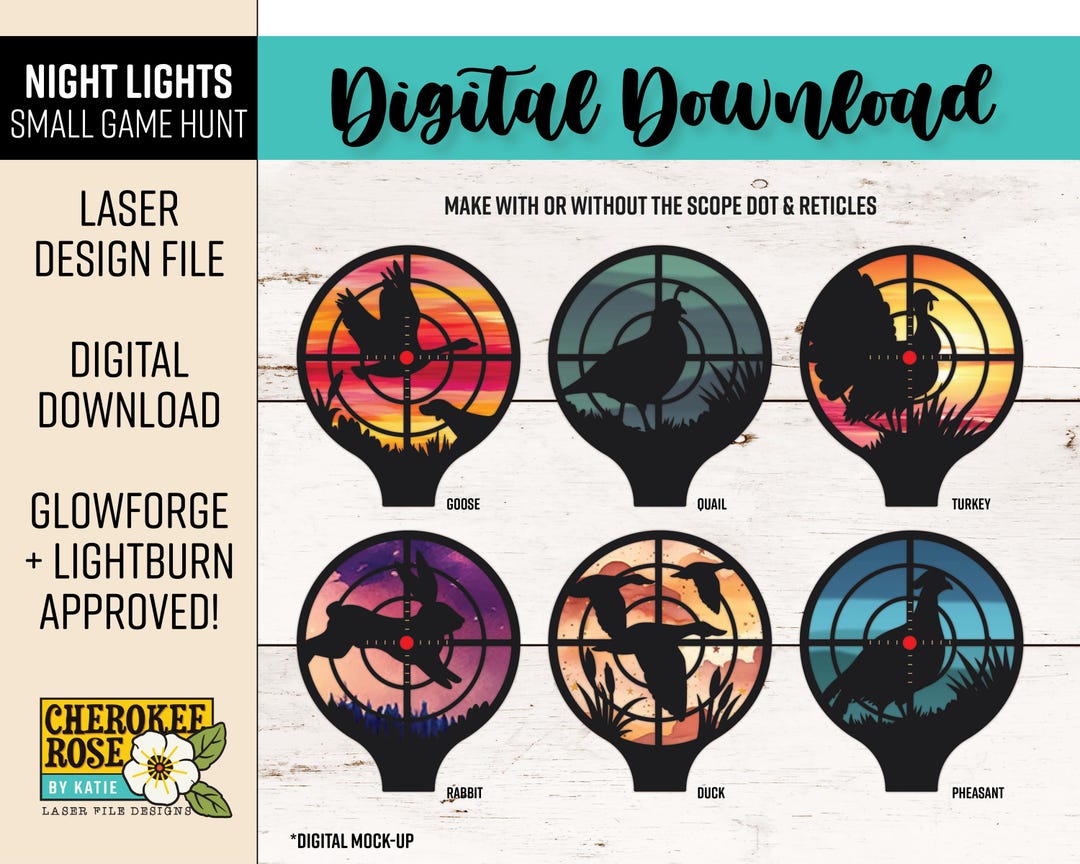 Hunting Small Game Night Light SVG: Laser Cut Nightlight Design Bundle ...