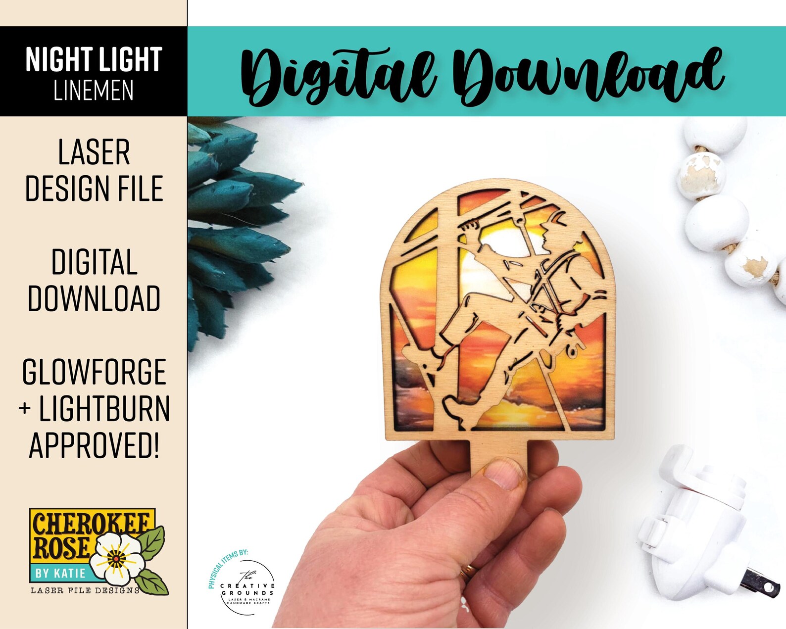 Lineman Night Light Laser Cut File Bundle (digital File Only) - Etsy