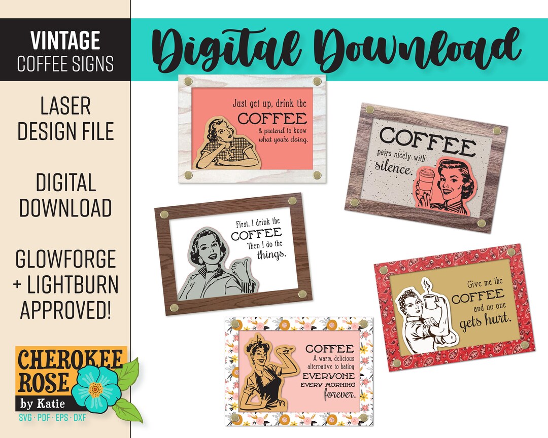 Retro Coffee Sign Laser Cut File: Funny Coffee Bar Decor (PDF, SVG) - Etsy