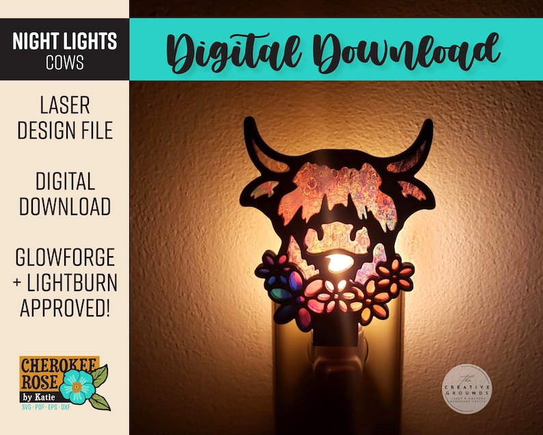Cow Night Light Laser Cut File Bundle – SVG, PDF (digital File Only) - Etsy