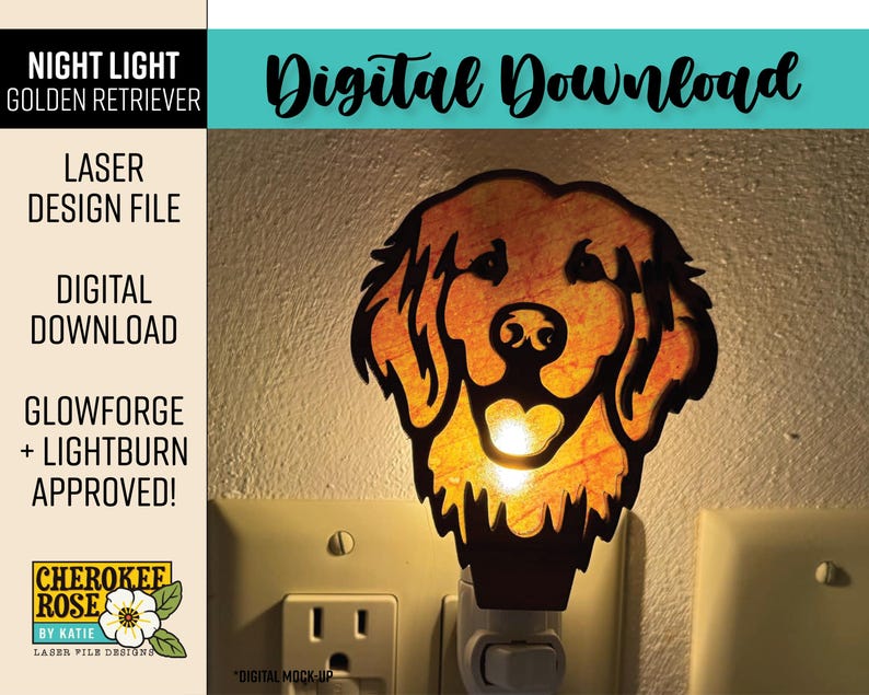Golden Retriever Night Light SVG - Laser Cut File (digital File) - Etsy