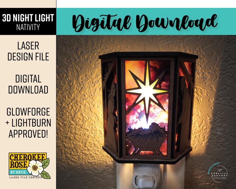 Nativity Night Light SVG: 3D Christmas Manger Laser Cut File (digital ...
