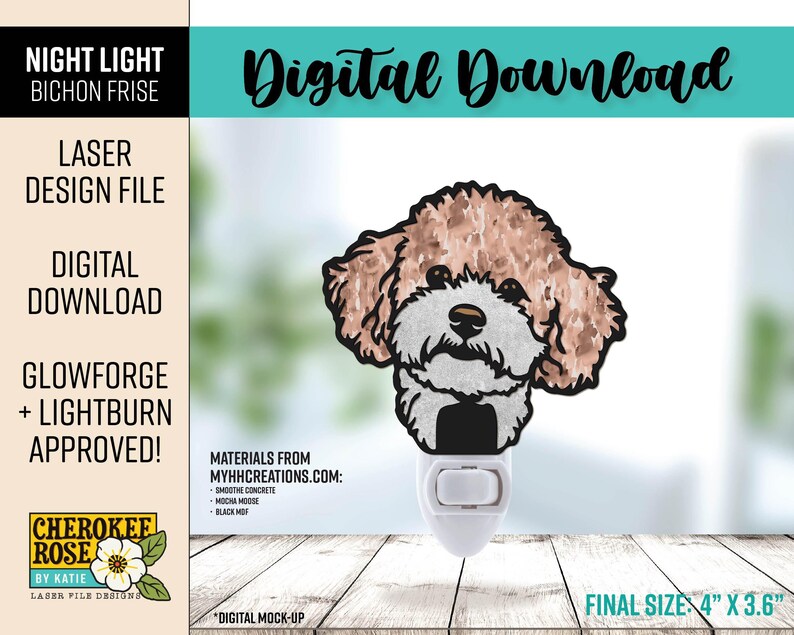 Bichon Frise Dog Breed Nightlight SVG - Laser Cut File (digital File ...