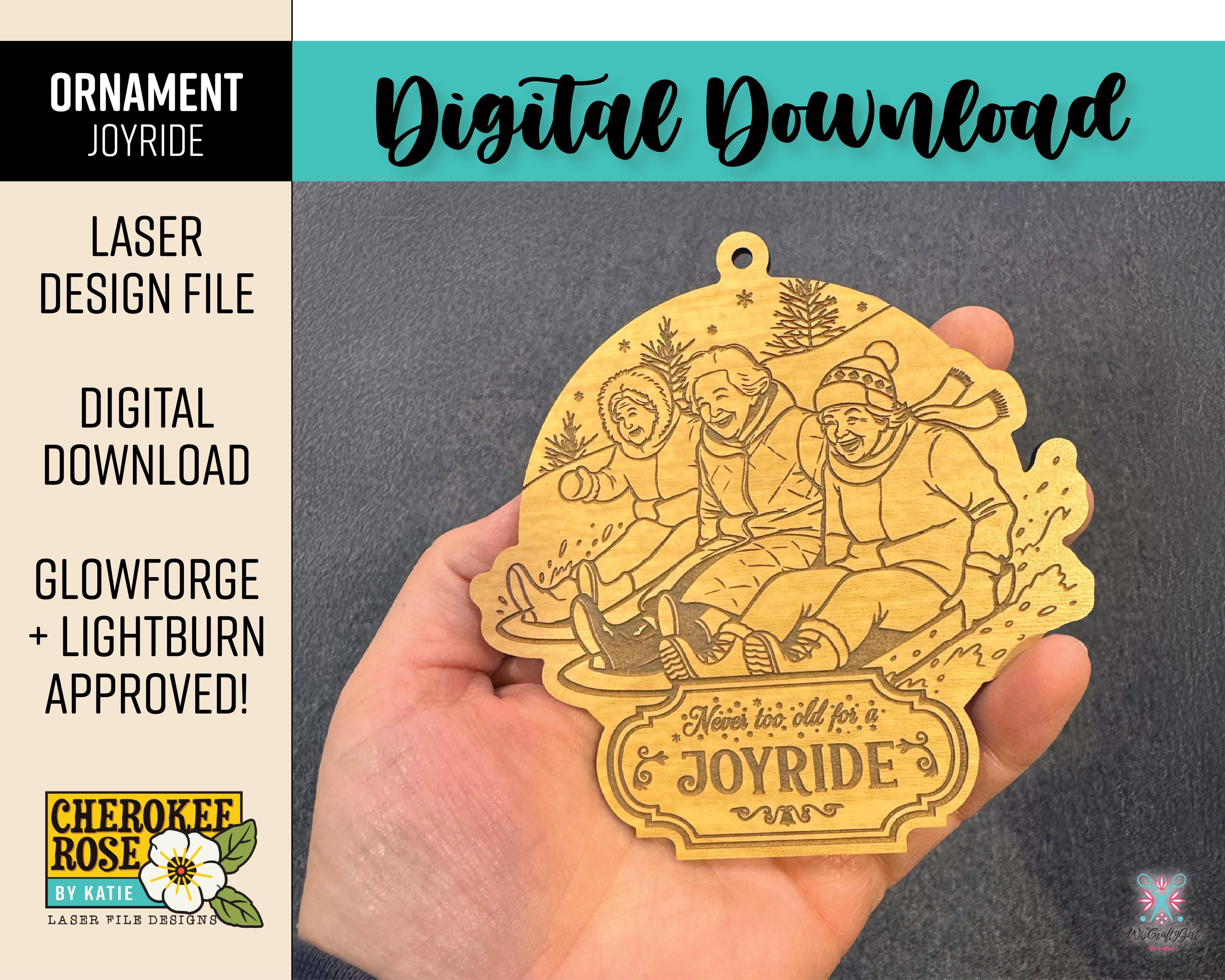 Sledding With Old Friends Joyride Ornament SVG: Laser Design (digital ...
