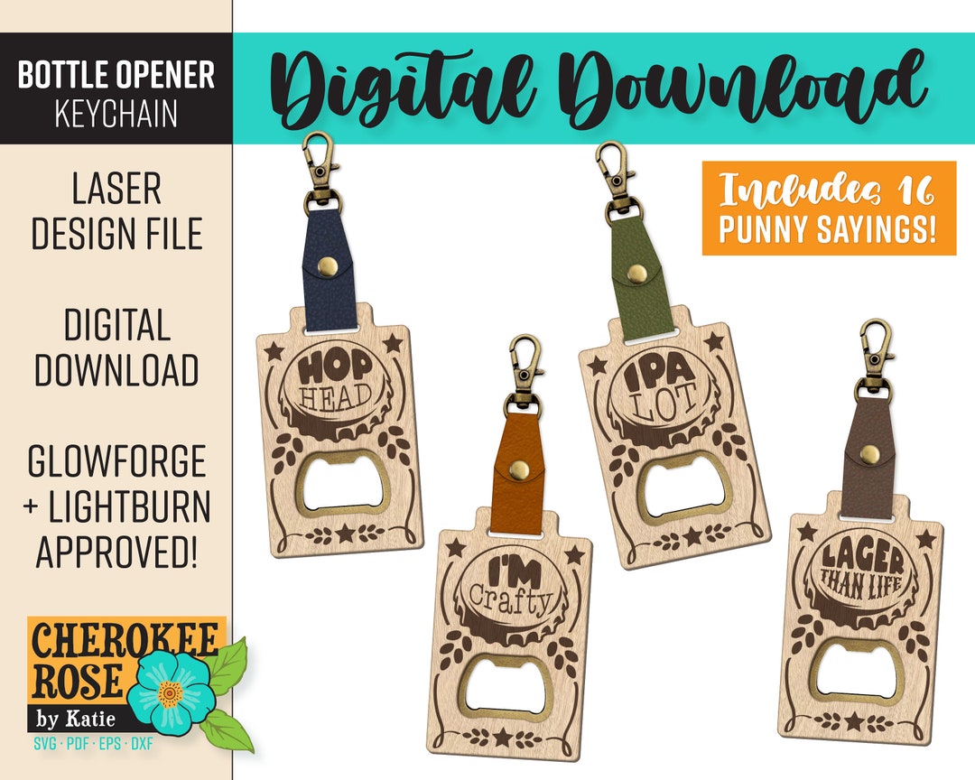 Bottle Opener Keychain Bundle - Bottle Cap Beer Puns - Laser Cut ...