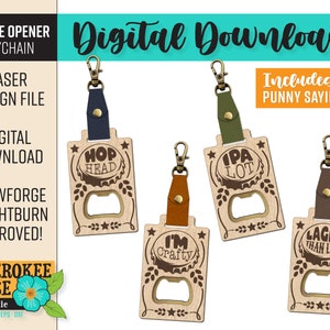 Bottle Opener Keychain Bundle - Bottle Cap Beer Puns - Laser Cut ...