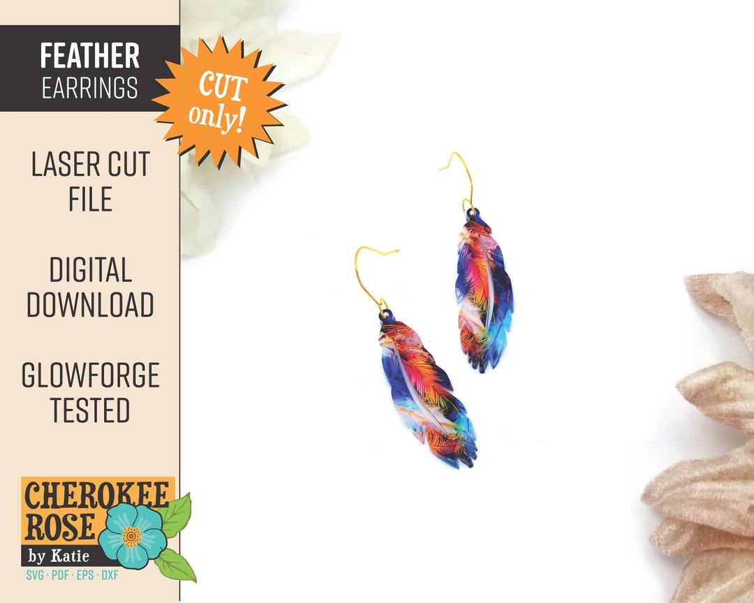 Feather Earring Design File - Simple Feather Svg - Cut Only Earring ...