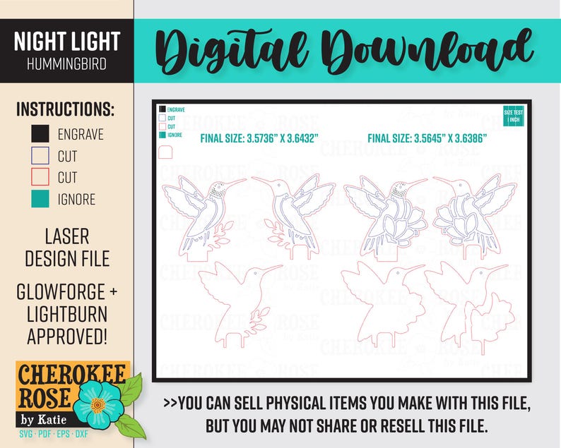 Hummingbird Night Light Laser Cut File (digital File) - Etsy
