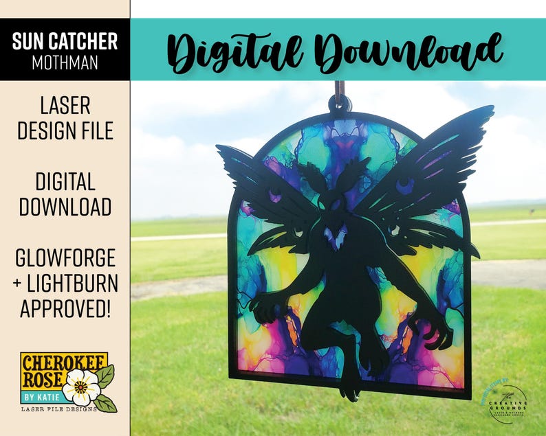 Mothman Suncatcher Laser Cut File: Virginian Folklore Monster (PDF, SVG ...