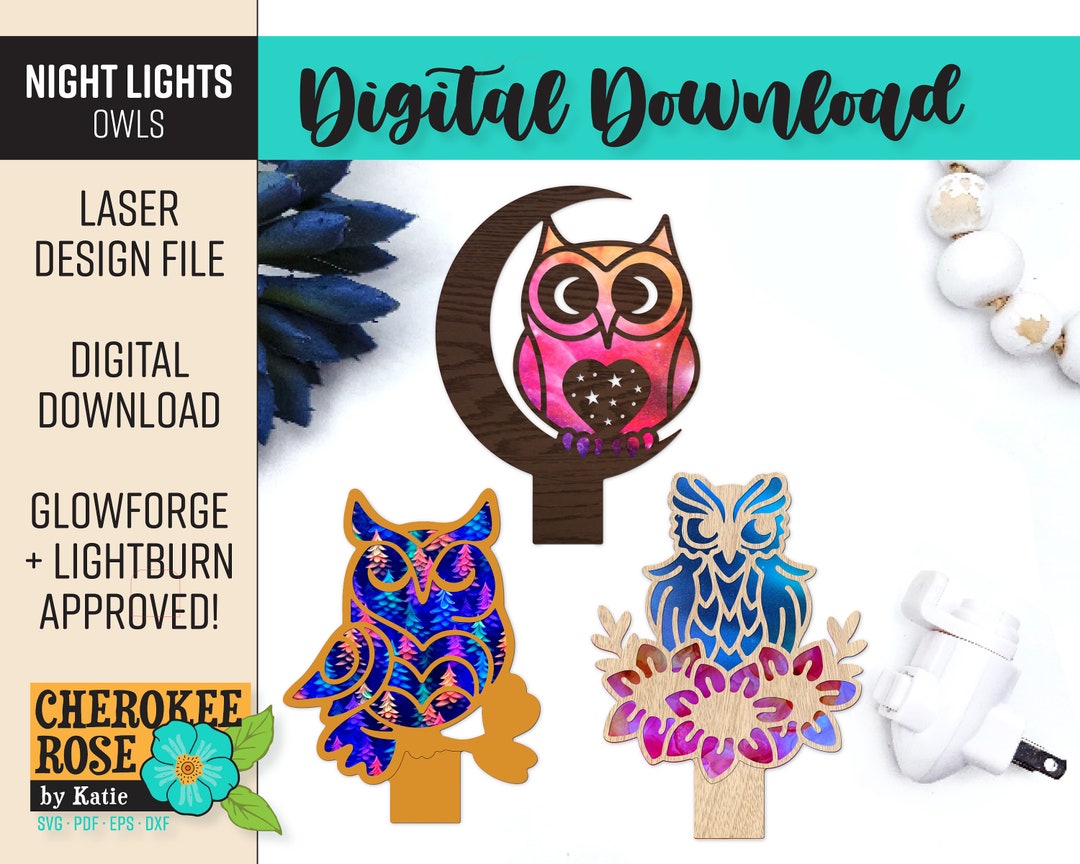 Owl Night Light Laser Cut File Bundle (digital File Only) - Etsy