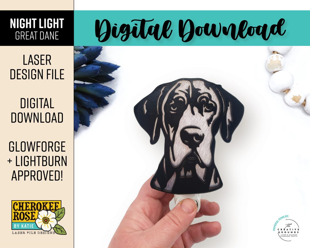 Great Dane Night Light - Large Mastiff-sighthound Svg -dog Breed Svg ...