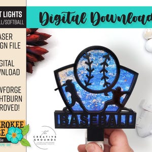 Sports Night Lights - Baseball Softball Night Light Svg - Laser Cut ...