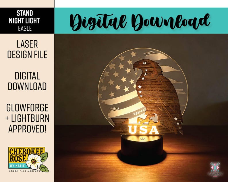 Patriotic Bald Eagle Stand Night Light SVG - Fairy Light or LED Lamp ...