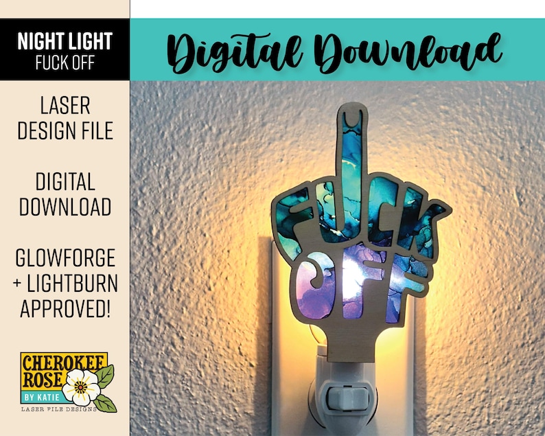 Middle Finger Night Light Fuck off - Laser Cut File [digital File Only ...