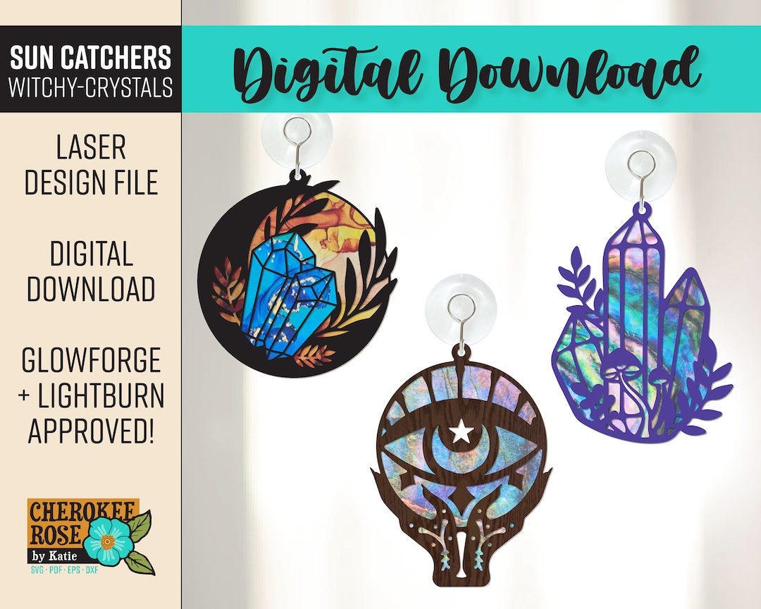 Witchy Sun Catchers - Witchcraft Svg - Crystal Suncatchers - Stained ...