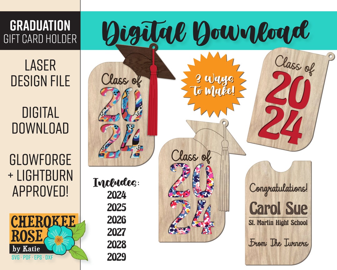 Graduation Gift Card Holder Ornament SVG – Laser Cut File (digital ...