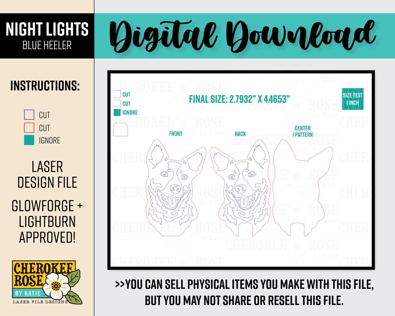 Blue Heeler Night Light SVG: Laser Cut Dog Design (digital File) - Etsy