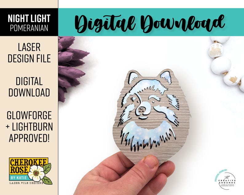 Pomeranian Night Light SVG: Laser Cut Dog Breed Design (digital File ...