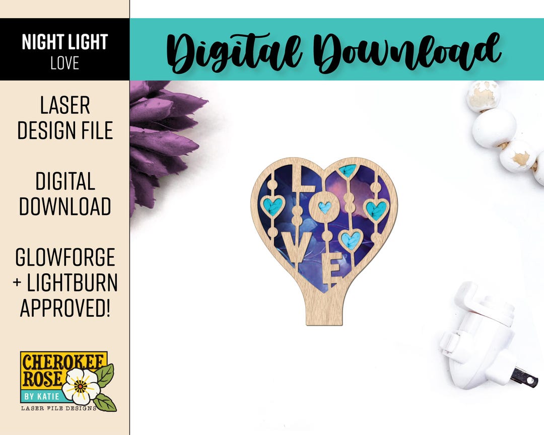 Valentine Night Light - Love Nightlight - Heart Night Light Svg - Laser ...