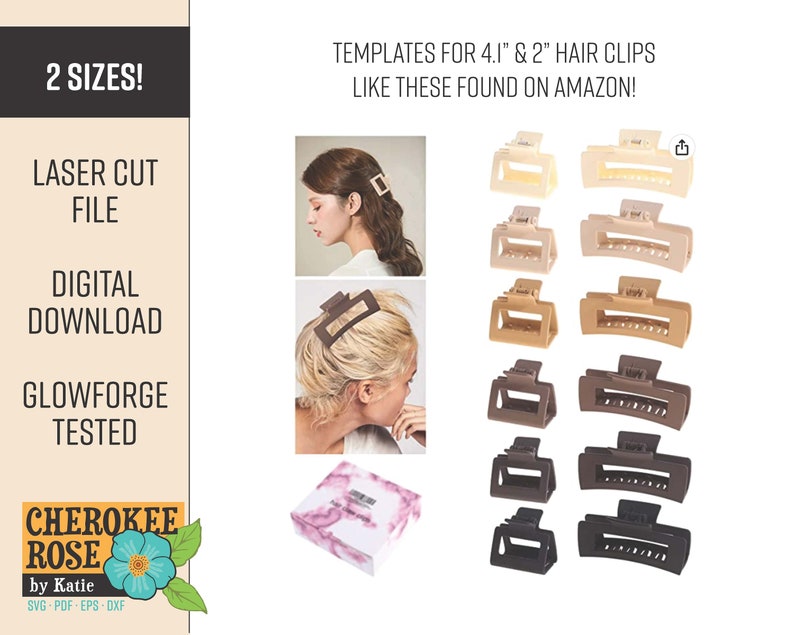 Faux Stitching Hair Clip Template: Large & Small SVG, PDF (digital File ...