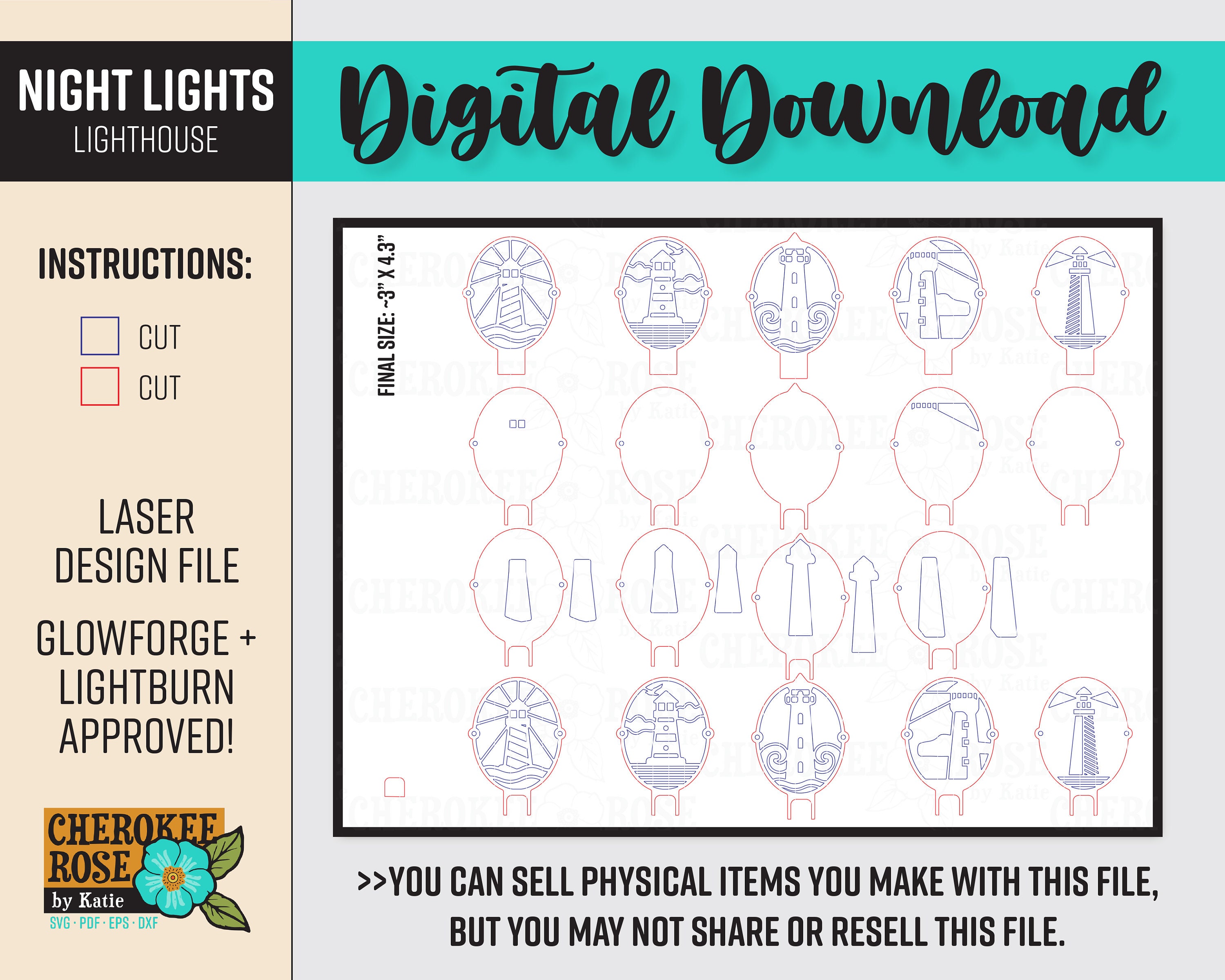 Lighthouse Night Light SVG Bundle: Laser Cut File (digital File Only ...