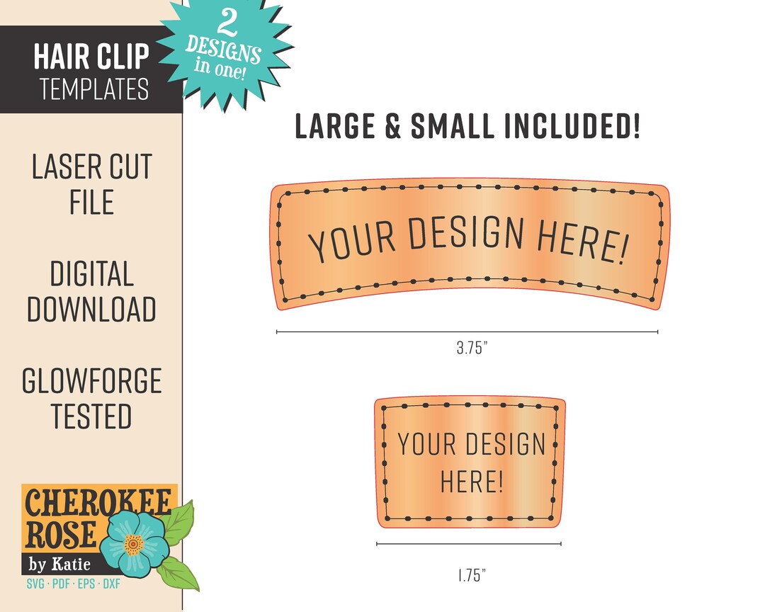 Hair Clip Template Design File - Faux Stitching - Large & Small - Hair ...