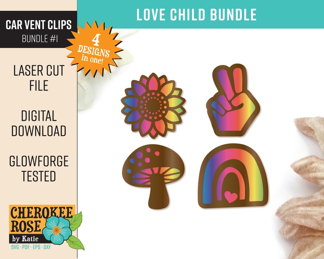 Hippie Car Vent Clip SVG Laser Cut File Bundle (digital File) - Etsy