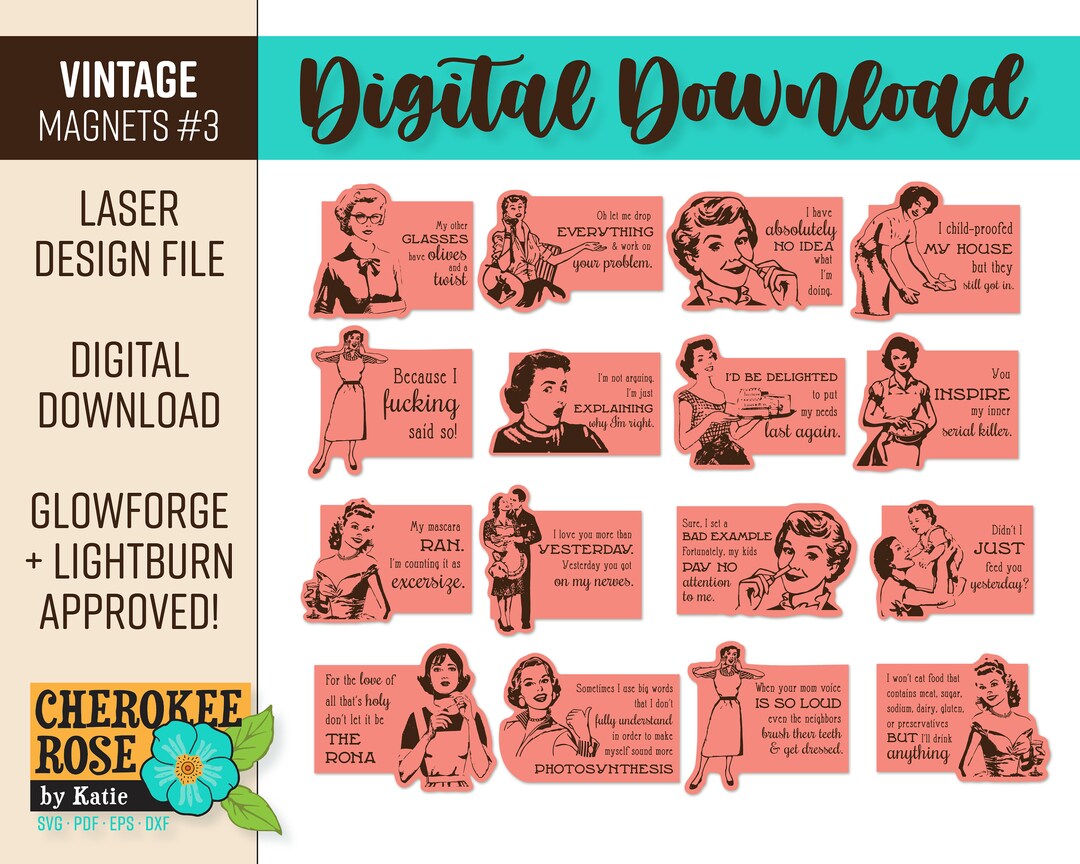 Vintage Woman Magnet Design #3 - Retro Mother Svg - Sarcasm Quotes Svg ...