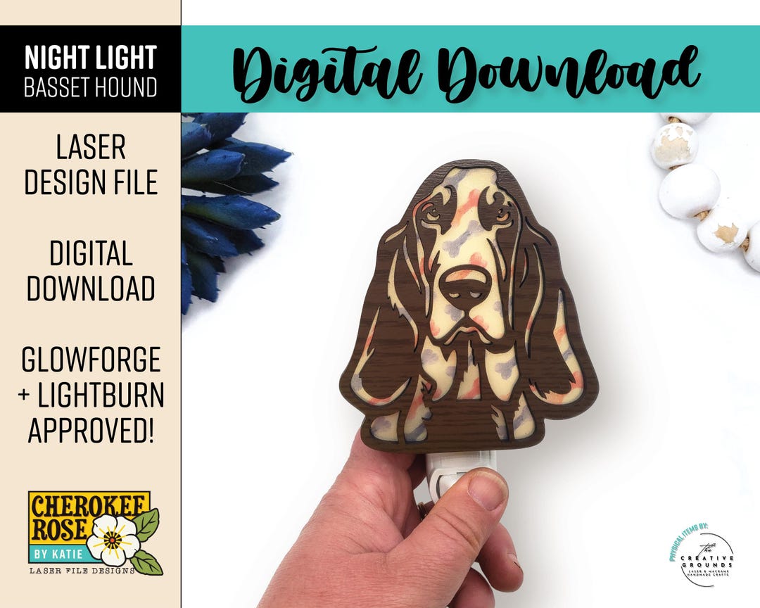 Basset Hound Night Light SVG Laser Cut File (digital File Only) - Etsy