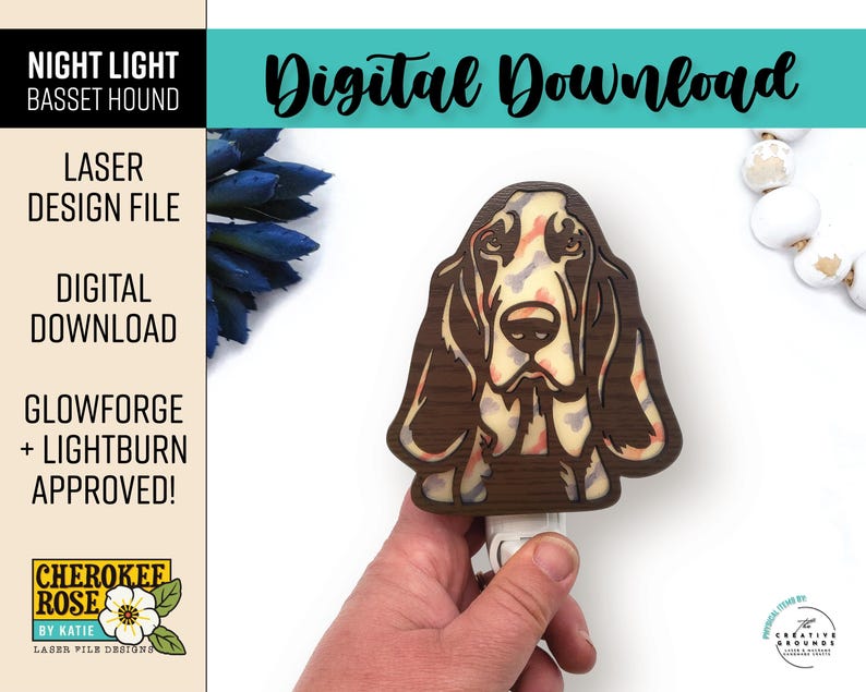 Basset Hound Night Light SVG Laser Cut File (digital File Only) - Etsy