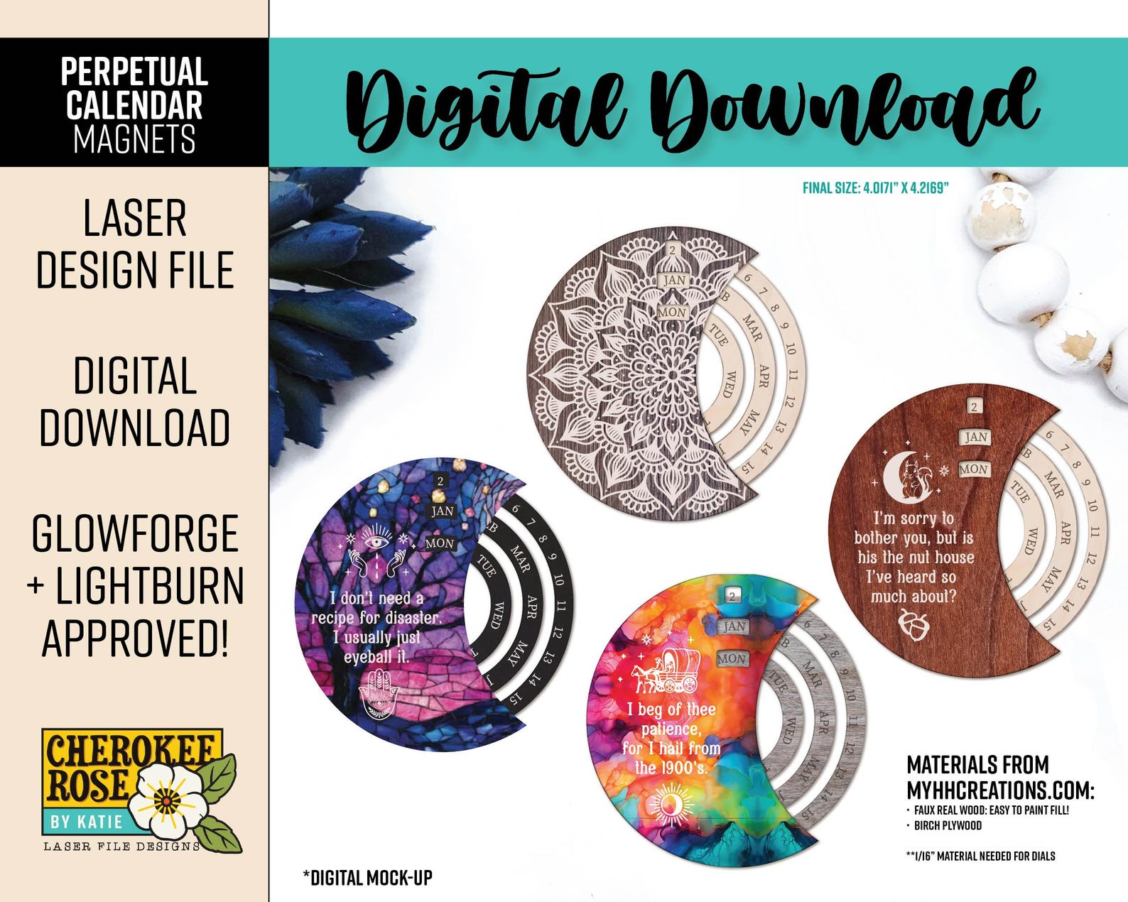 Perpetual Calendar Spinning Magnet SVG - Laser Cut File (digital File ...