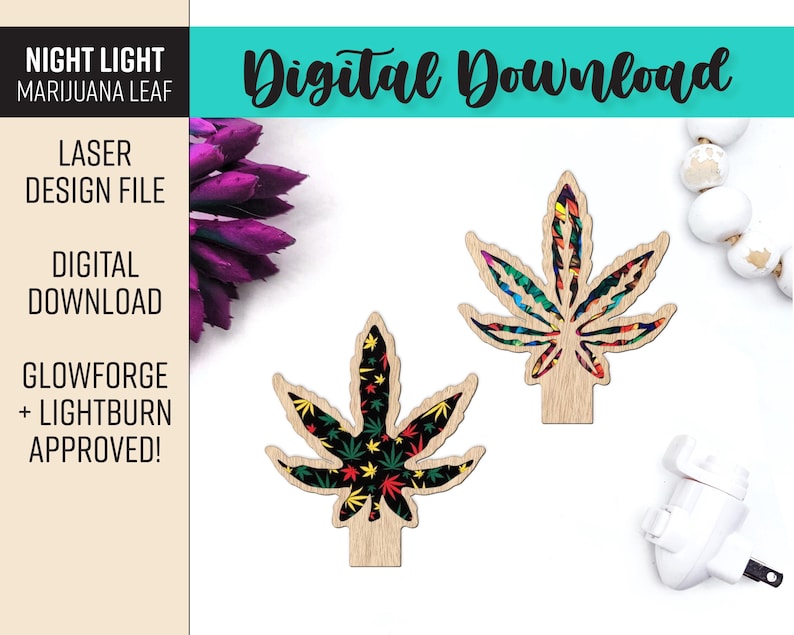 Laser Cut Pot Leaf Night Light SVG: Universal Tab Design (digital File ...