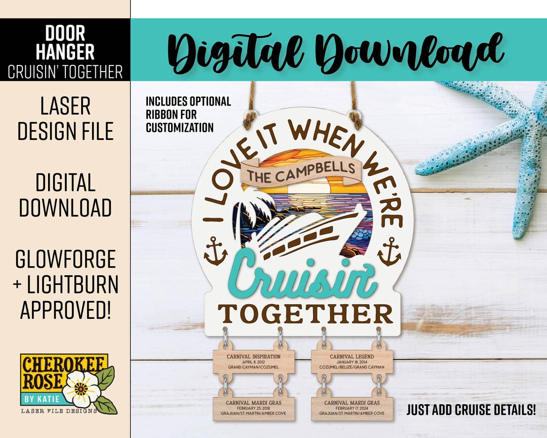 Cruisin' Together Door Hanger Sign SVG: Laser Cut File for Home Decor ...