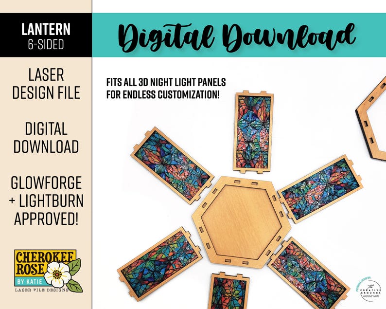 Laser Cut 6-sided Lantern File: 3D Night Light SVG, PDF (digital File ...