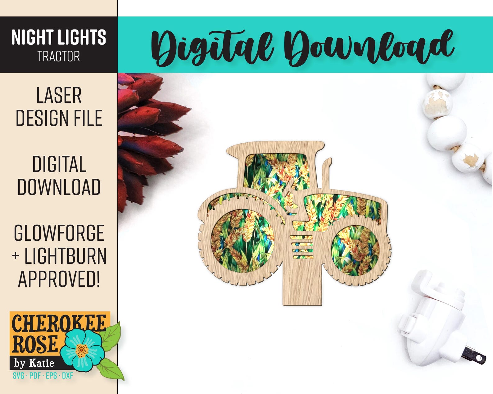 Tractor Night Light Laser Cut File (digital File) - Etsy