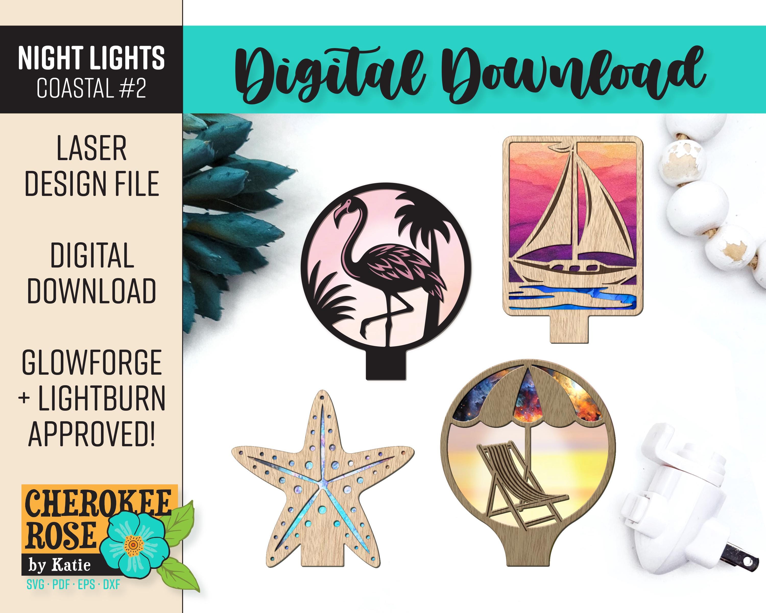 Coastal Night Light SVG Bundle: Beach Theme Laser Cut Files (digital ...