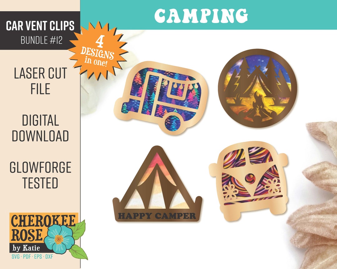 Camper Car Vent Clip Diffusers: Camping Laser Cut File (digital File ...