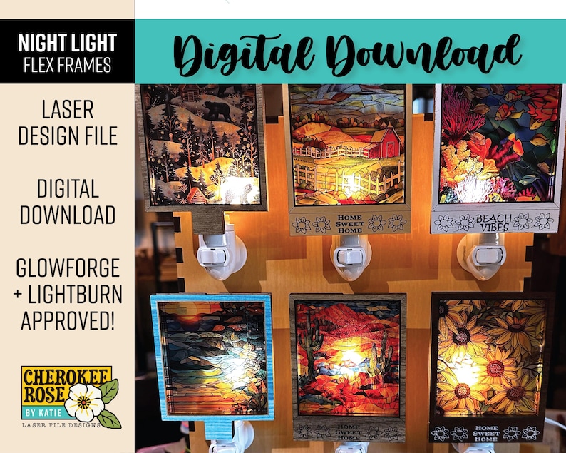 Wanderer Laser Cut Night Light SVG: Interchangeable Flex Frame (digital ...
