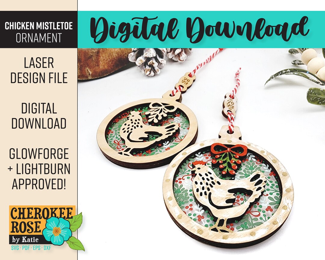 Chicken Mistletoe Ornament Laser Cut File (digital File) - Etsy