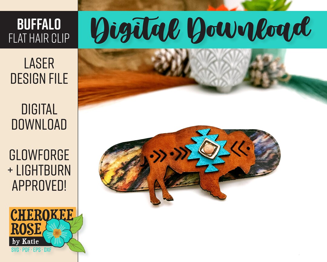 Buffalo Aztec Hair Clip Design: Laser Cut File (digital File) - Etsy