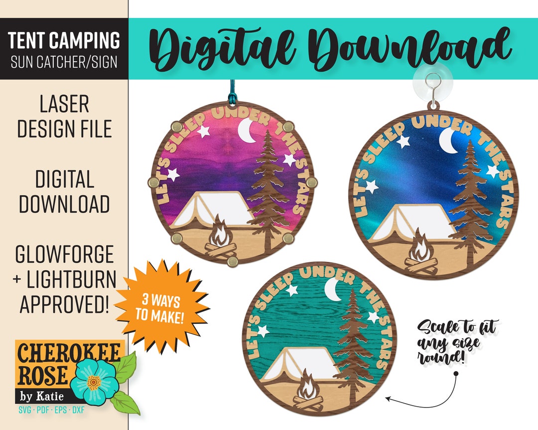 Camping Sun Catcher Sign: Tent Under Stars Design (PDF, SVG) - Etsy
