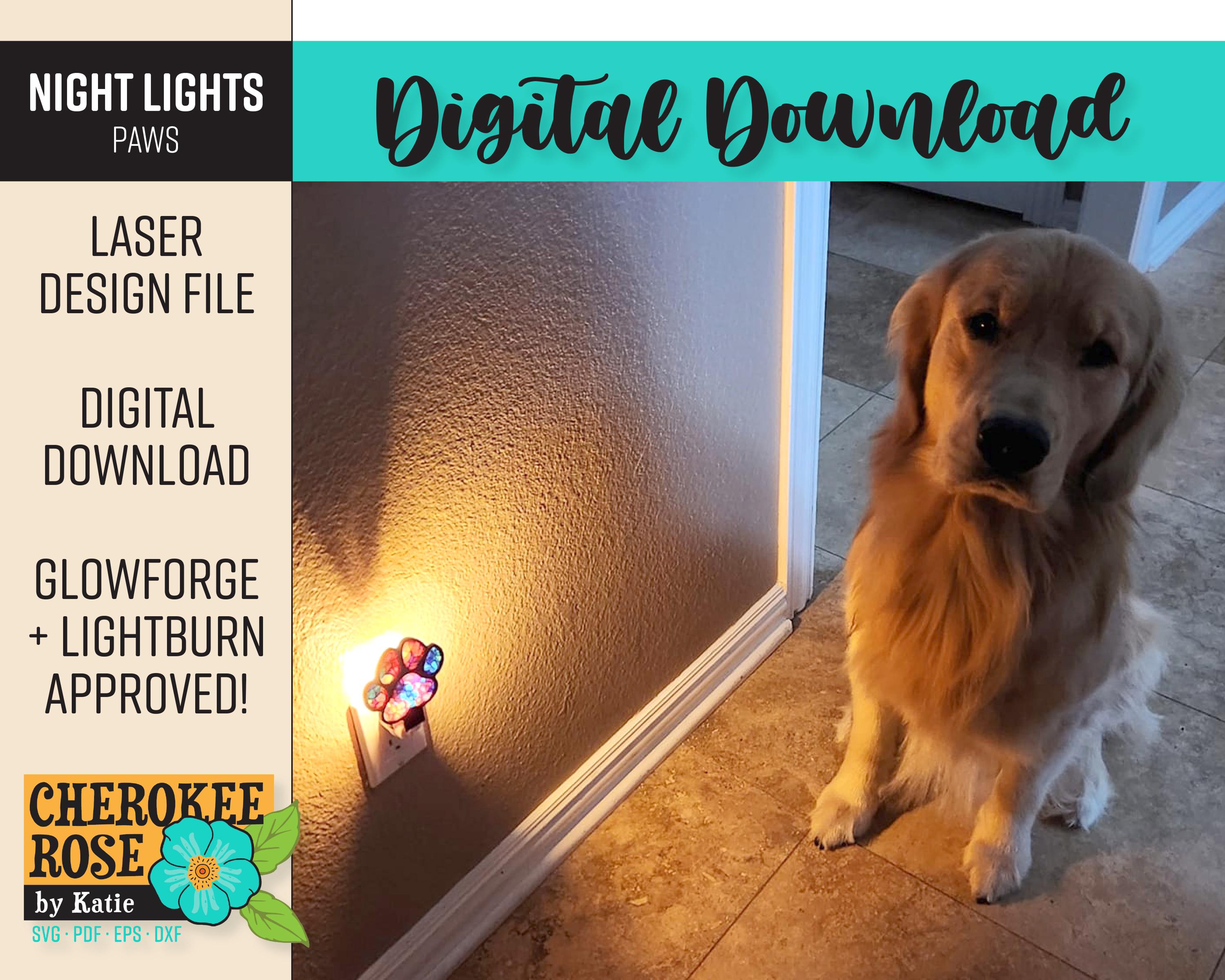 Paw Night Light Laser Cut File: Dog & Cat Paws SVG (digital File Only ...