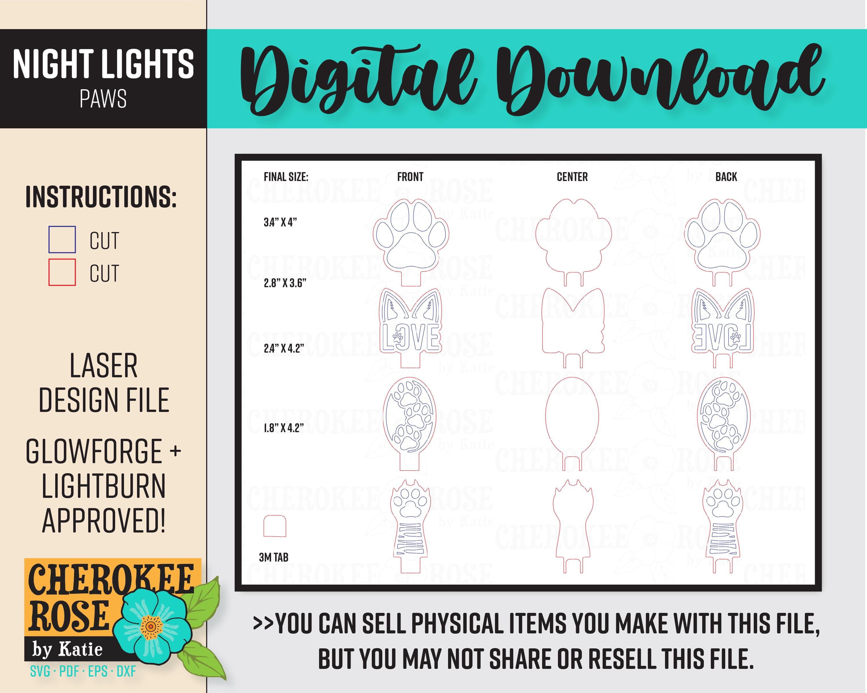 Paw Night Light Laser Cut File: Dog & Cat Paws SVG (digital File Only ...
