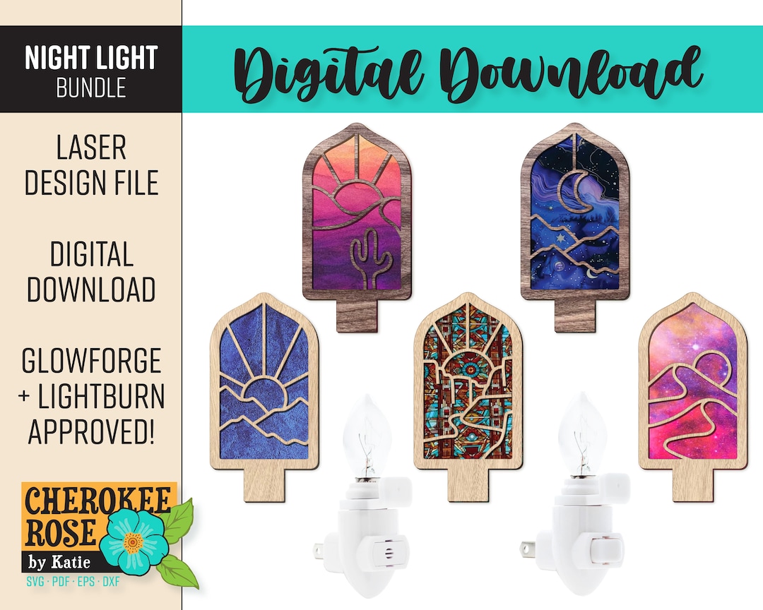 Laser Cut Mountain Night Light Bundle: SVG PDF Files (digital File Only ...