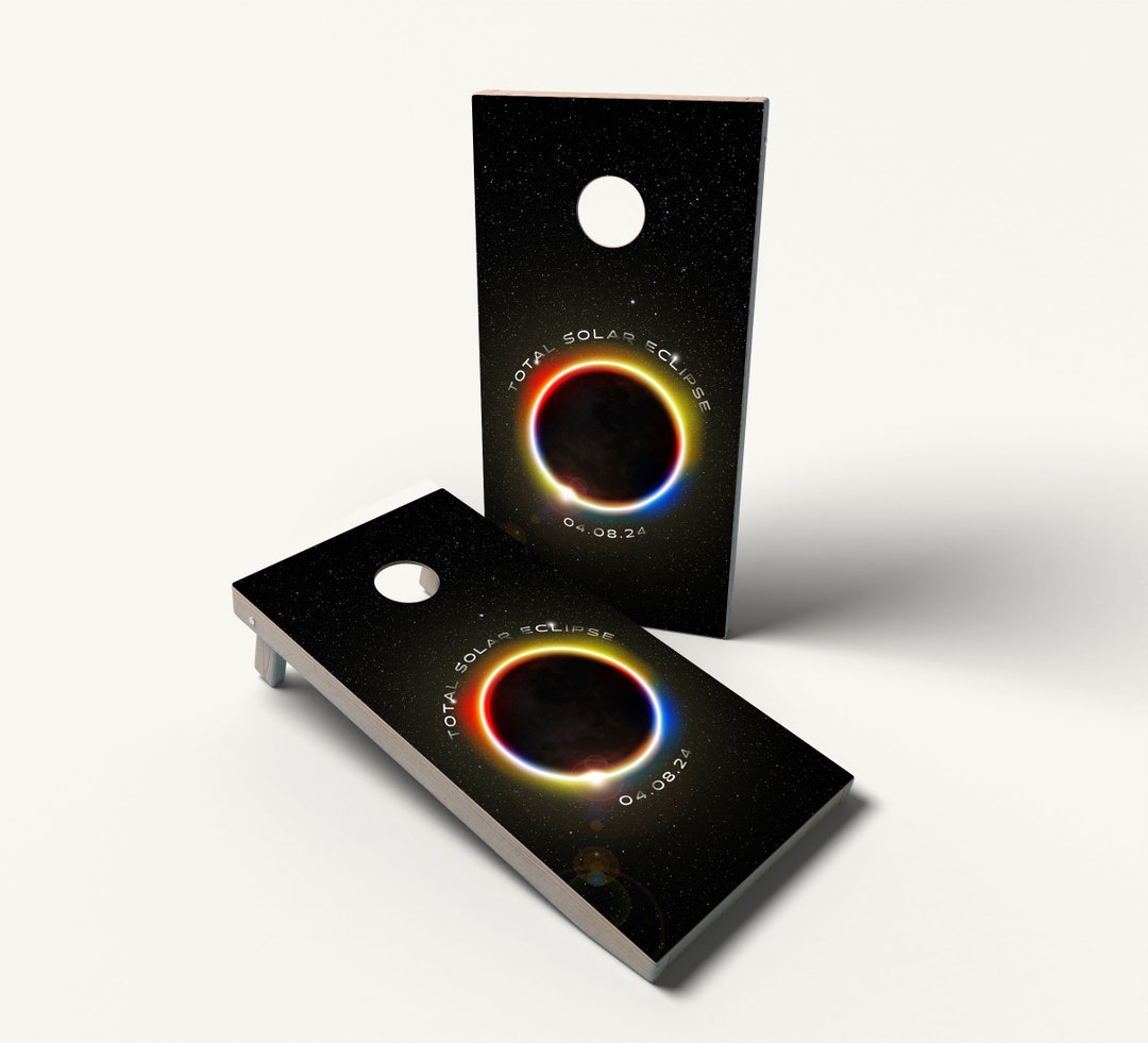 Full Solar Eclipse Vinyl Laminated Cornhole Board Wraps | Cornhole ...