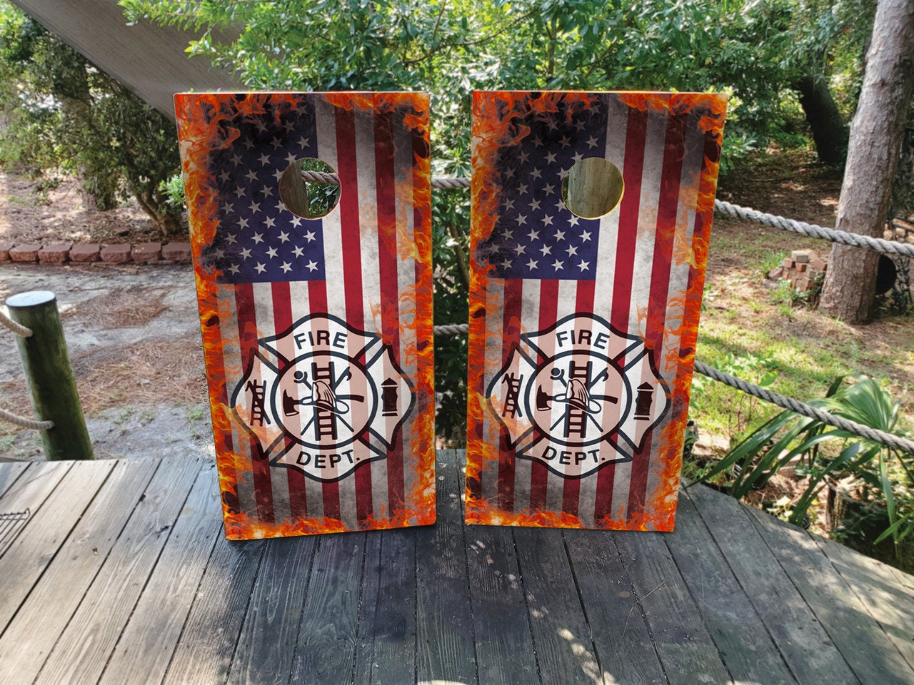 Fire Department, Thin Red Line, USA, Firefighters Vinyl Laminated ...