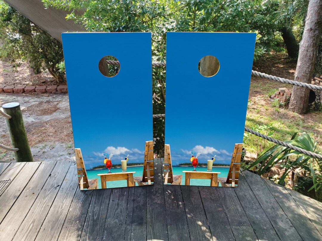 Laid Back Summer Vinyl Laminated Cornhole Board Wraps | Cornhole Decals ...
